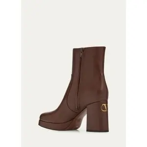 Valentino Garavani 90mm Fawcette Platform Leather Ankle Boots - Brown