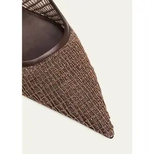 Brunello Cucinelli 55mm Monili Suede-trimmed Slingback Pumps