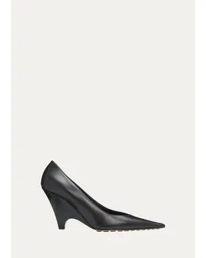 Bottega Veneta Scaletta 90mm Leather Wedge Pumps - Black