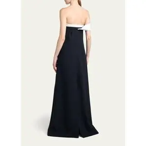 TOM FORD Bicolor Twisted Off-the-shoulder Satin Gown