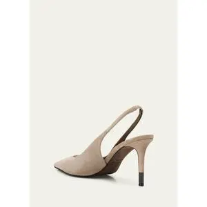 Brunello Cucinelli 80mm Monili Suede Slingback Pumps