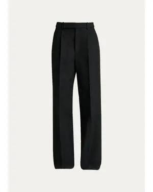 Saint Laurent Wool Grain De Poudre Straight-leg Trousers