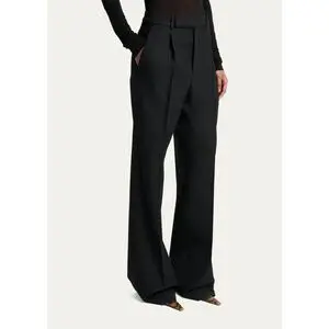 Saint Laurent Wool Grain De Poudre Straight-leg Trousers