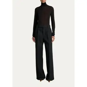 Saint Laurent Wool Grain De Poudre Straight-leg Trousers
