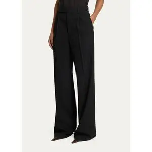 Saint Laurent Pinstriped Wool Crepe De Laine Straight-leg Trousers - Nero