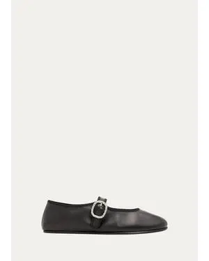 Bottega Veneta Veneziana Nappa Leather Ballerina Flats - Black