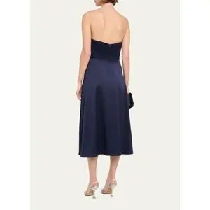 Aidan Mattox Strapless Bow-front Stretch Mikado Midi Dress