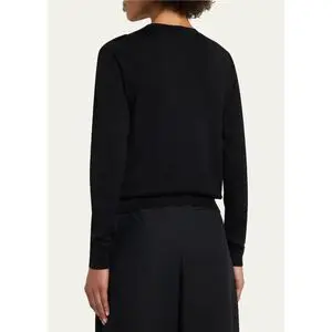 Carolina Herrera Flower Beaded Silk-cotton Crewneck Sweater