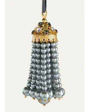 JOANNA BUCHANAN Hanging Pearly Tassel Ornat - Grey