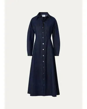 Akris Changent Micro Corduroy Midi Dress - Navy