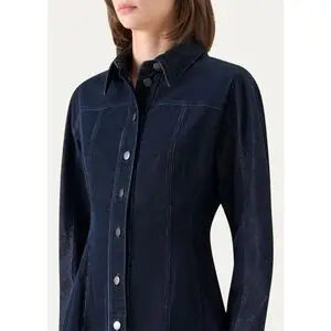 Akris Changent Micro Corduroy Midi Dress - Navy