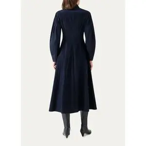Akris Changent Micro Corduroy Midi Dress - Navy