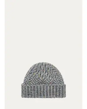 Gabriela Hearst Porta Zigzag Cashmere Beanie - Grey Multi