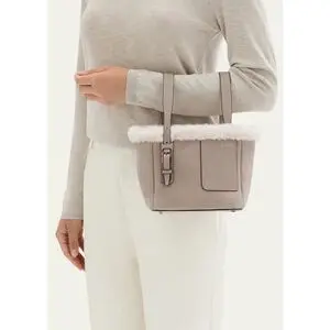 VALEXTRA Mini Suede & Shearling Bucket Bag