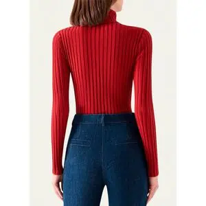 Akris Wool Knit Turtleneck Sweater - Rusty Red