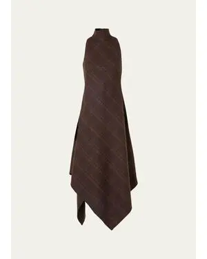 Akris Blanket Check Wool-blend Flannel Midi Dress - Espresso