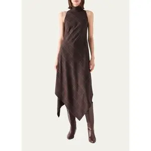 Akris Blanket Check Wool-blend Flannel Midi Dress