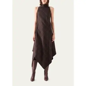 Akris Blanket Check Wool-blend Flannel Midi Dress