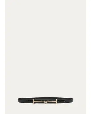 TOM FORD Double T Crocodile-embossed Leather Belt - Black