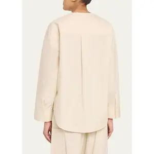 3.1 Phillip Lim Collarless Cotton Poplin Shirt