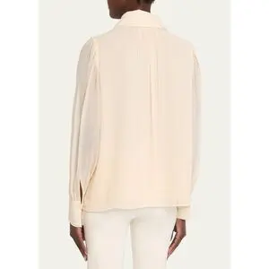 Ramy Brook Claire Ruffle Blouson-sleeve Silk Blouse