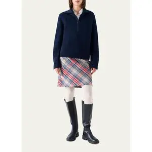 Akris Chunky Yak Knit Half-zip Pullover - Navy
