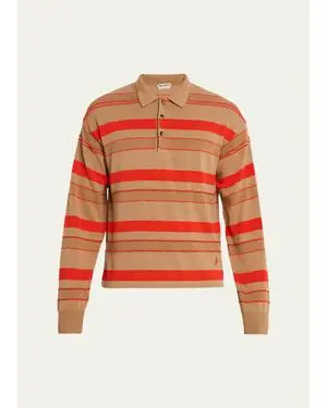 JW Anderson Multi-stripe Knit Rugby Shirt - Biscuit