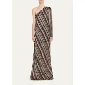 Missoni Sequined Long One-shoulder Dress