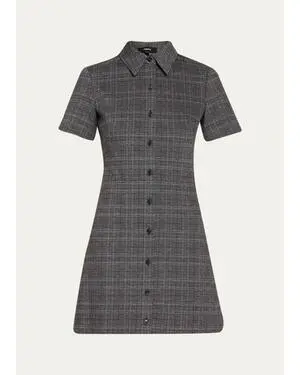 Theory Easy A-line Glen Plaid Mini Dress