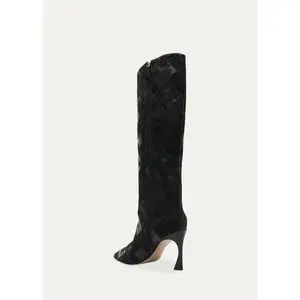 ALEXANDRE BIRMAN 85mm Annelise Patchwork Leather Knee-high Boots