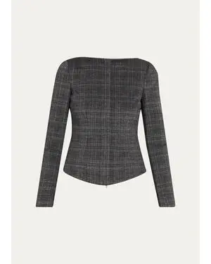 Theory Plaid Tweed Jacket - Wine Multi