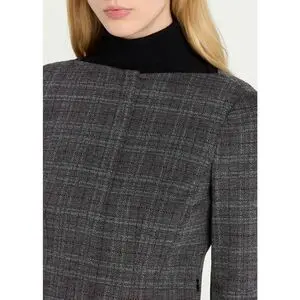 Theory Plaid Tweed Jacket - Wine Multi