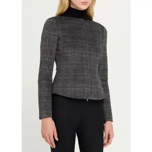 Theory Plaid Tweed Jacket - Wine Multi
