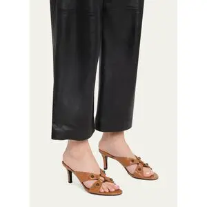 Balenciaga 70mm City Arena Leather Mule Sandals - Creme