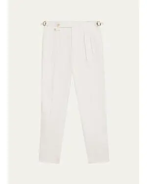 Brunello Cucinelli Cotton Pleated Trousers With Waist Tabs - White