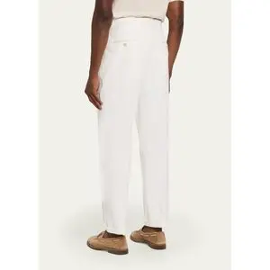 Brunello Cucinelli Cotton Pleated Trousers With Waist Tabs