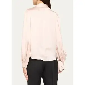Alice + Olivia Roanne Tie-front Satin Blouse - Blush