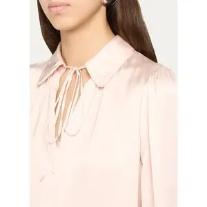 Alice + Olivia Roanne Tie-front Satin Blouse - Blush