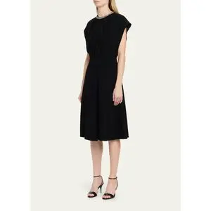 Rickie Freeman For Teri Jon Beaded Crepe A-line Midi Dress