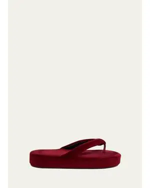 Balenciaga Jet Lag Stretch Velvet Platform Thong Sandals - Flame