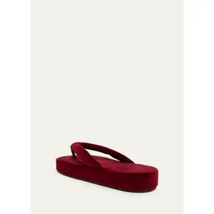 Balenciaga Jet Lag Stretch Velvet Platform Thong Sandals - Flame
