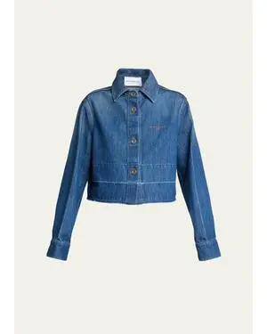 GIVENCHY Cropped Raw-edge Cotton Denim Jacket