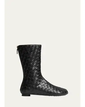 Bottega Veneta Atomic Intrecciato Leather Boots - Nero
