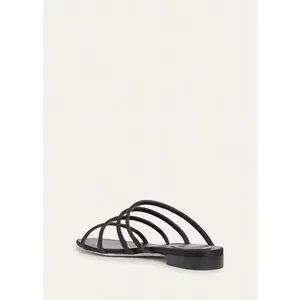 Rene Caovilla Satin Strass Flat Slide Sandals