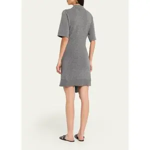 Michael Kors Tie-waist Cashmere Polo Sweater Mini Dress - Grey