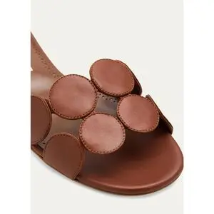 Manolo Blahnik Circle-cut Leather Slide Sandals