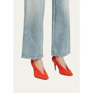 Balenciaga 90mm Duchesse Suede Pumps - Red