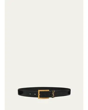 Saint Laurent Cassandre Belt In Eel Leather - Black