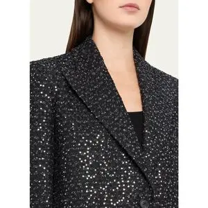 Michael Kors Single-button Sequin Cotton Tweed Blazer