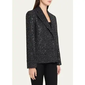 Michael Kors Single-button Sequin Cotton Tweed Blazer